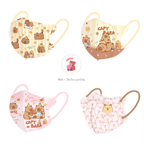 4-layer thick children's mask for 4-12 years old with vivid Capybara ...