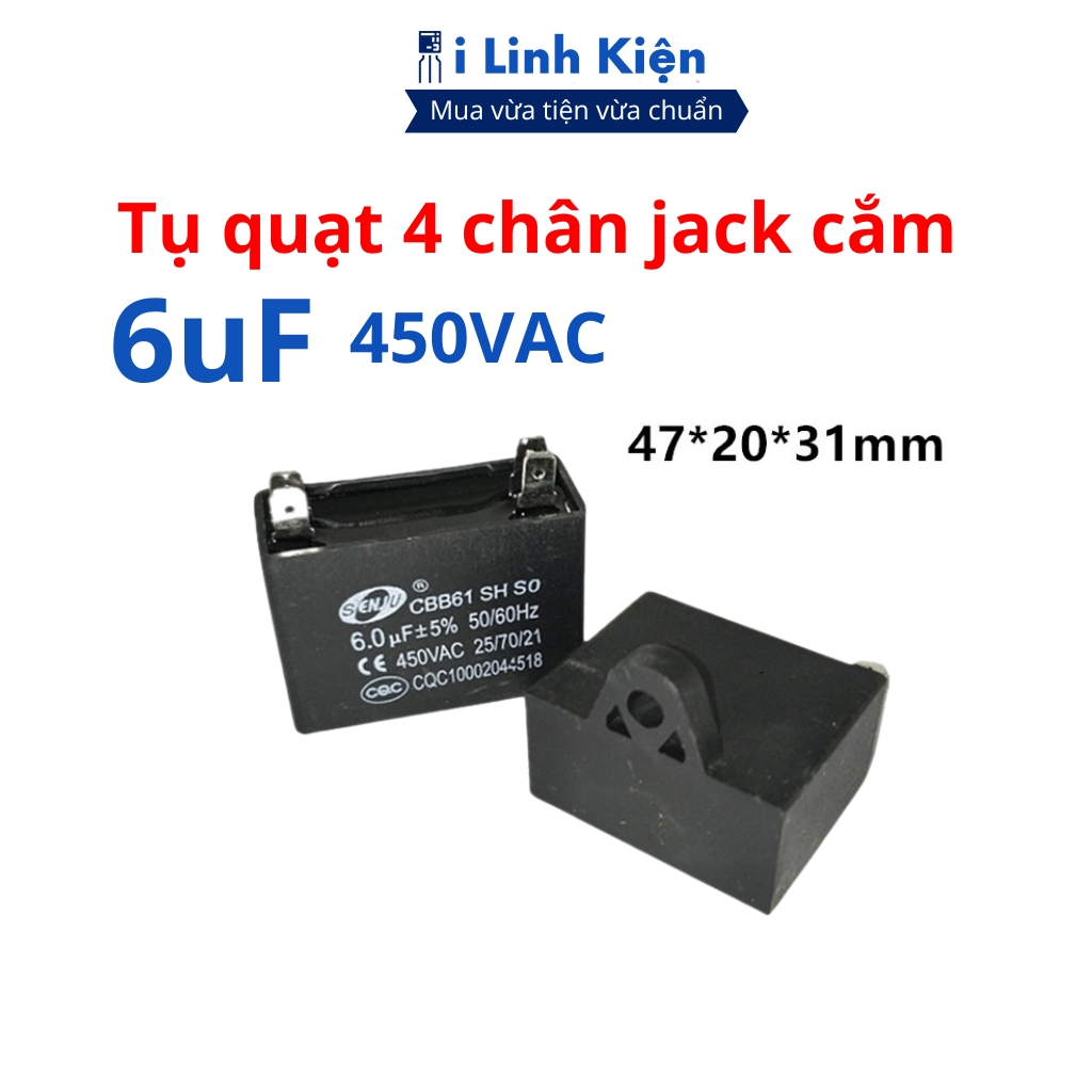 Genuine SENJU 6uf 4-pin air conditioner condenser fan capacitor ...