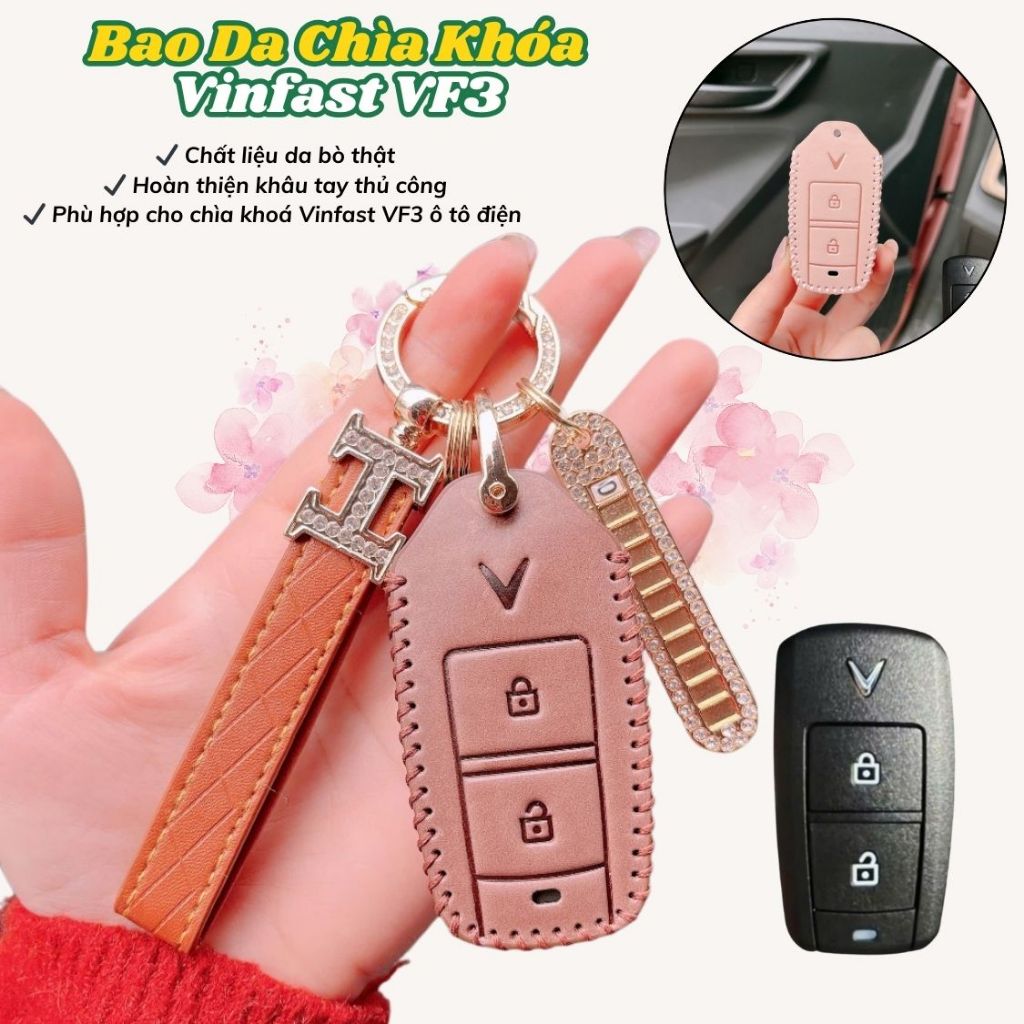 Vinfast Vf3 Leather Key Case, Vinfast Vf3 Electric Vehicle Key Cover ...