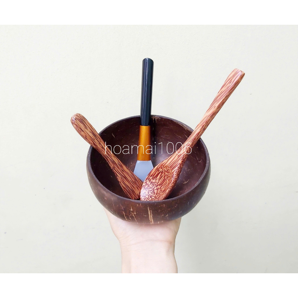 MASK mixer: COCONUT BRUSH + COCONUT WOOD SPOON + BLACK SILICON BRUSH ...