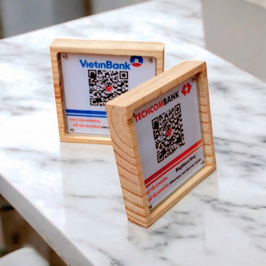 Mica Wood QR Code Sign 10x10cm | Make 1-2 QR Codes | Cashier Display ...