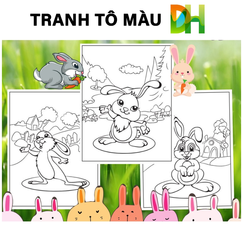 Cute Rabbit Coloring Pages for Children Size A4 A5 Creative Coloring ...