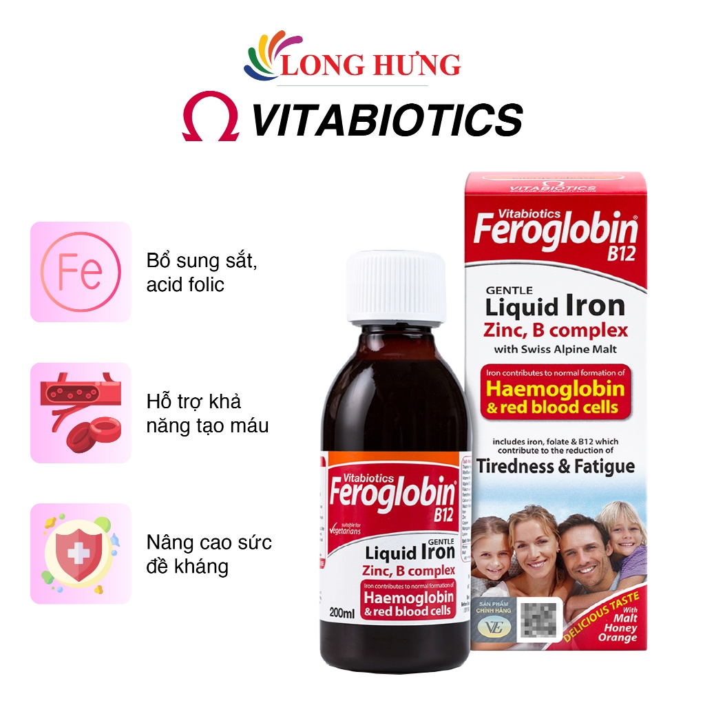 Vitabiotics Feroglobin B12 liquid Vitamin iron supplement (200ml ...