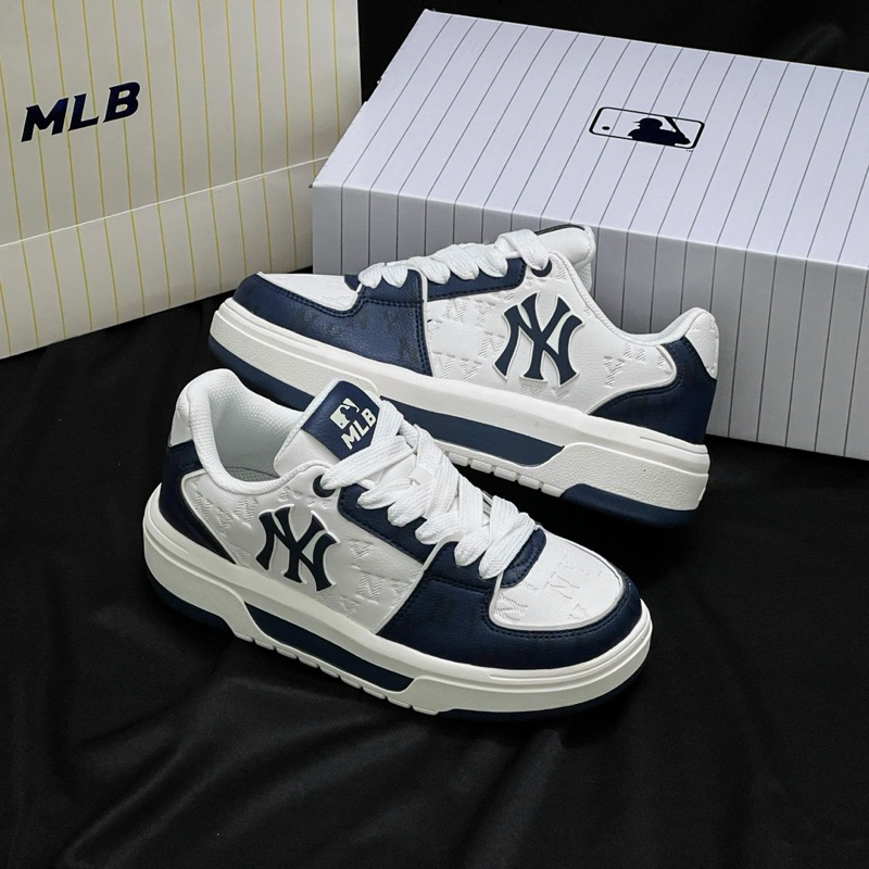 New version of Mlb padded chunky sole shoes in blue and pink for men ...