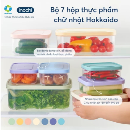 Set of 7 rectangular plastic boxes with 7 colors with lids Inochi ...