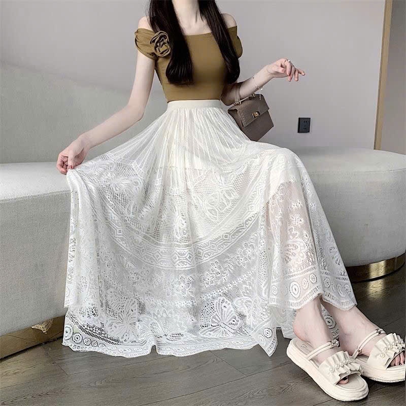 Long Midi Skirt, Big Flare Skirt Made of Chiffon with Stylish Patterns ...