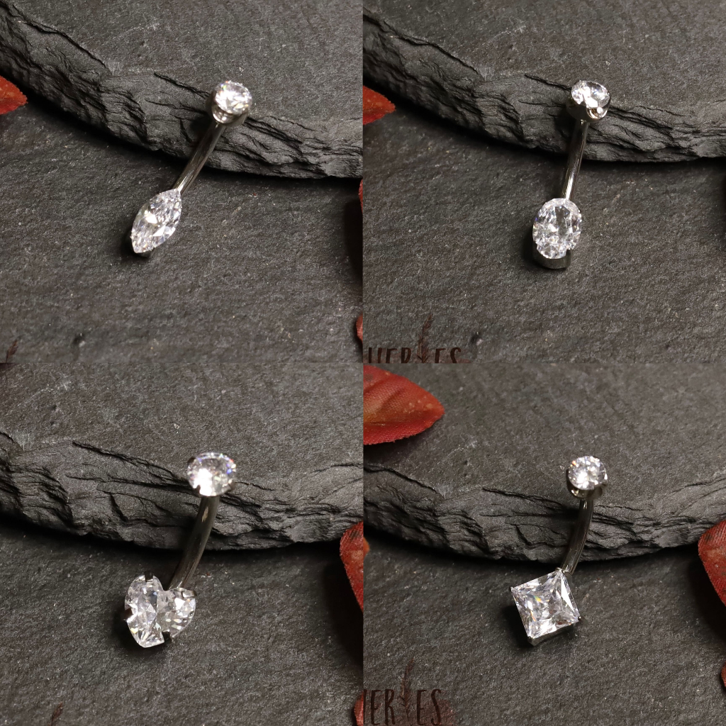 Boheries - basic white stone titanium navel piercing in many designs ...
