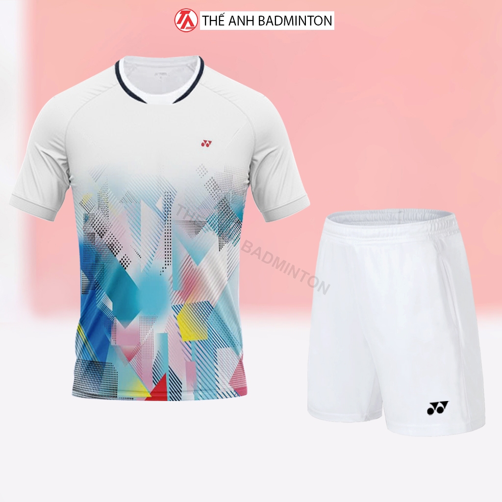 Yonex men's white badminton suit with mixed colors - Breathable sports ...