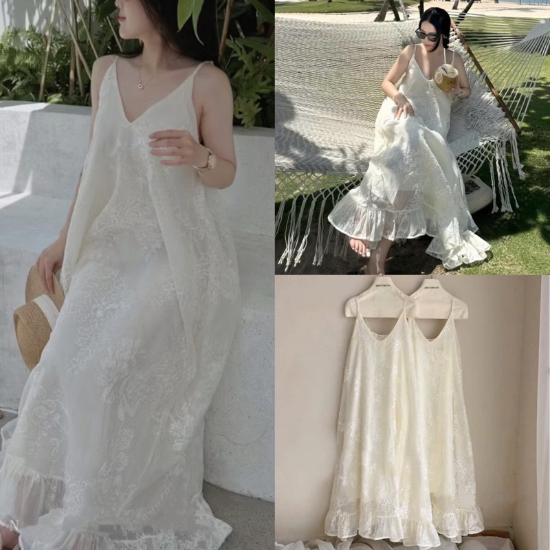HANI DRESS - Gentle and luxurious lady's 2-strap silk maxi DRESS ...