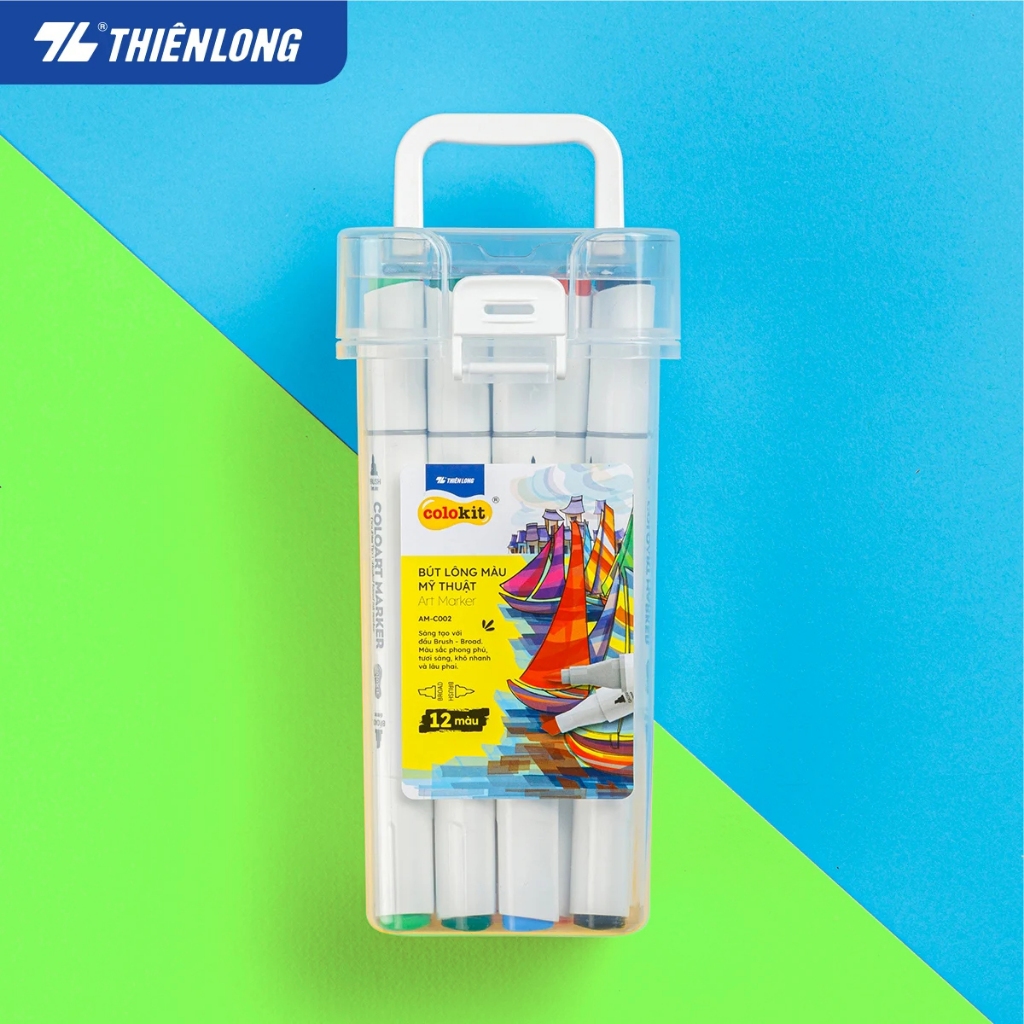Colokit AM-C002 12-color art brush pen box, Thien Long art colored ...
