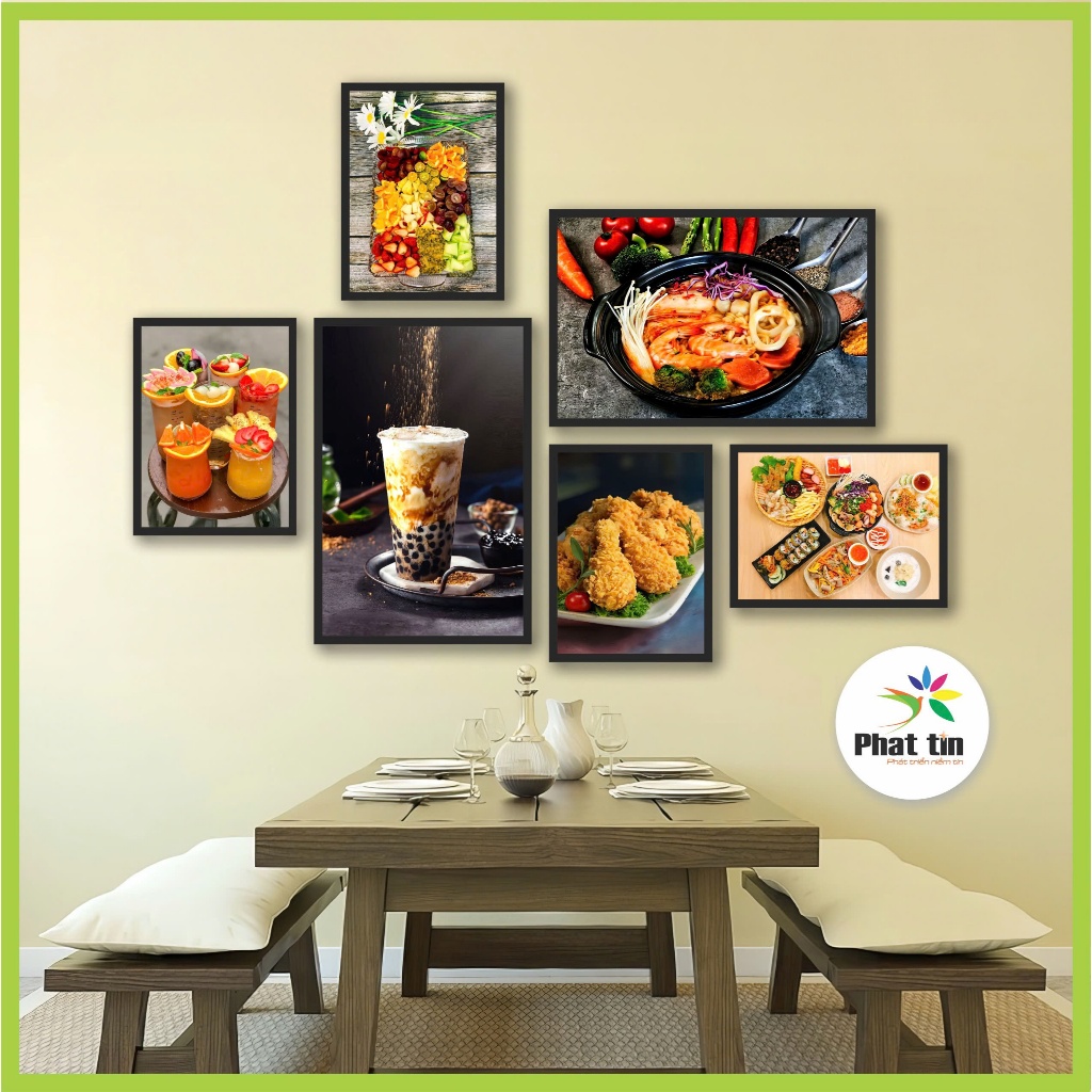 Beautiful milk tea shop decoration with set of 6 formex wall paintings ...