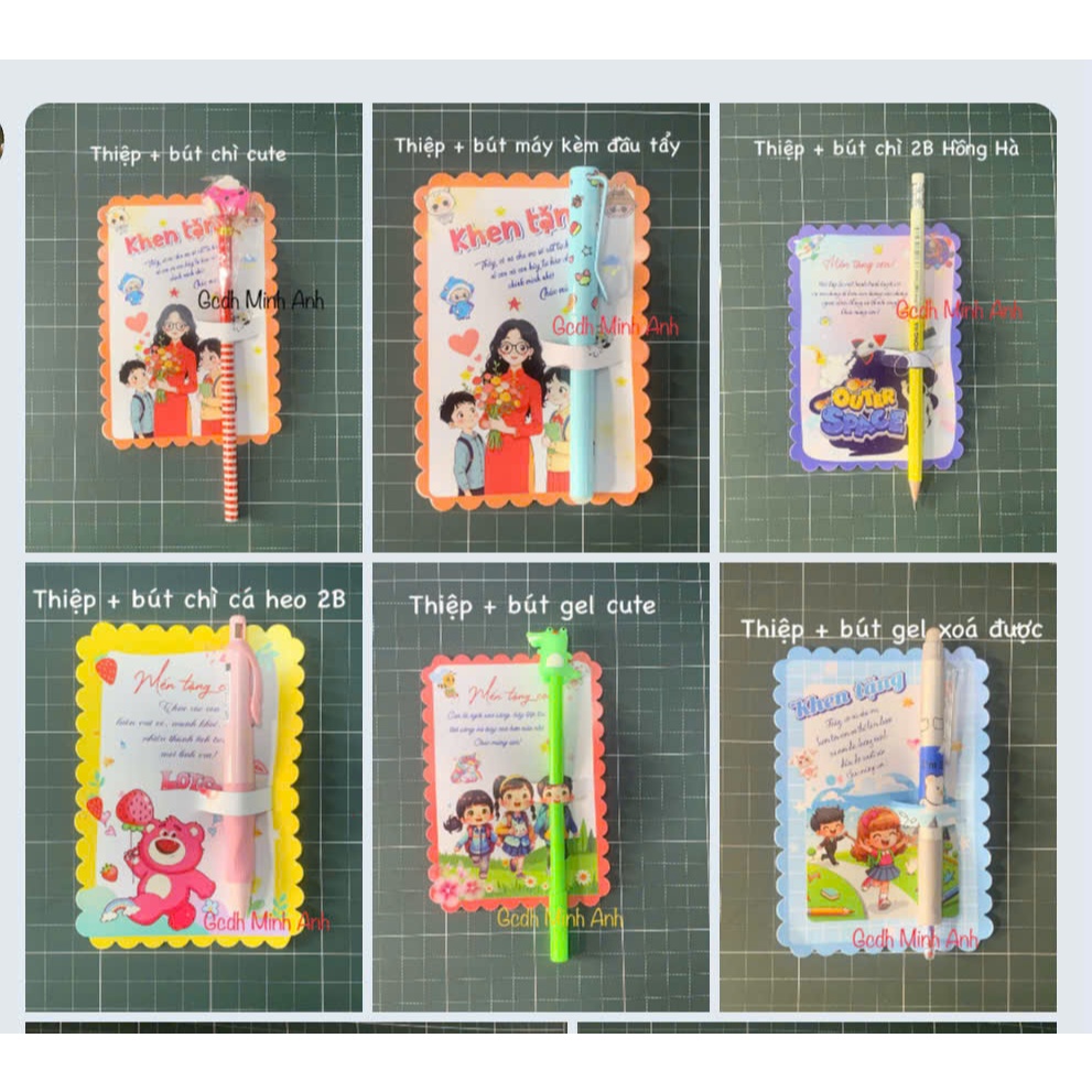 Set of 20 - 100 fountain pen cards, pencil cards as gifts for students ...