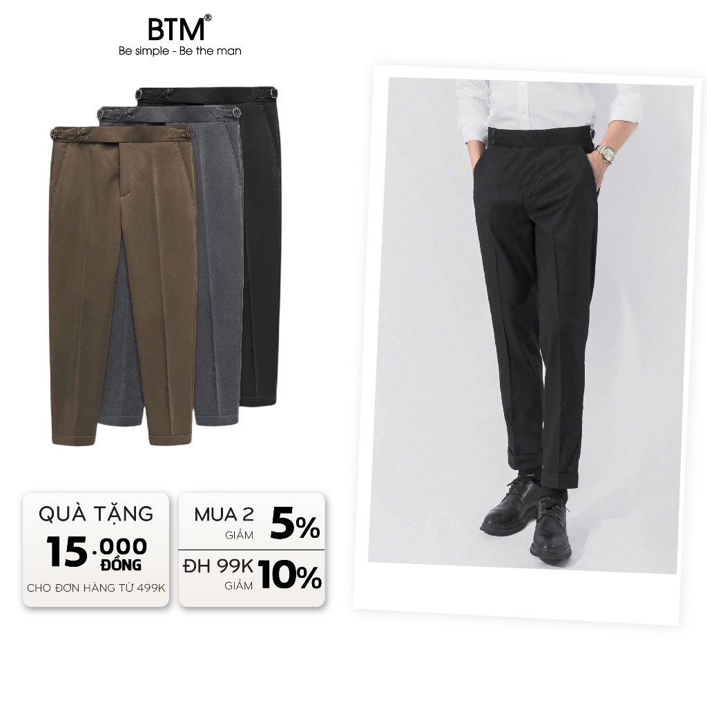 BTM Solid Basic Sidetab Trouser Pant Men's Long Casual Pants - Slimfit ...