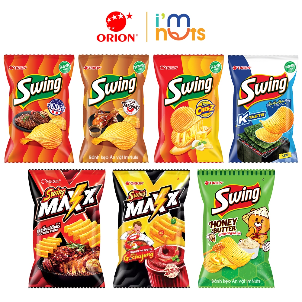 Combo of 5 Packs of Swing Orion Potato Snacks of All Flavors in Small ...