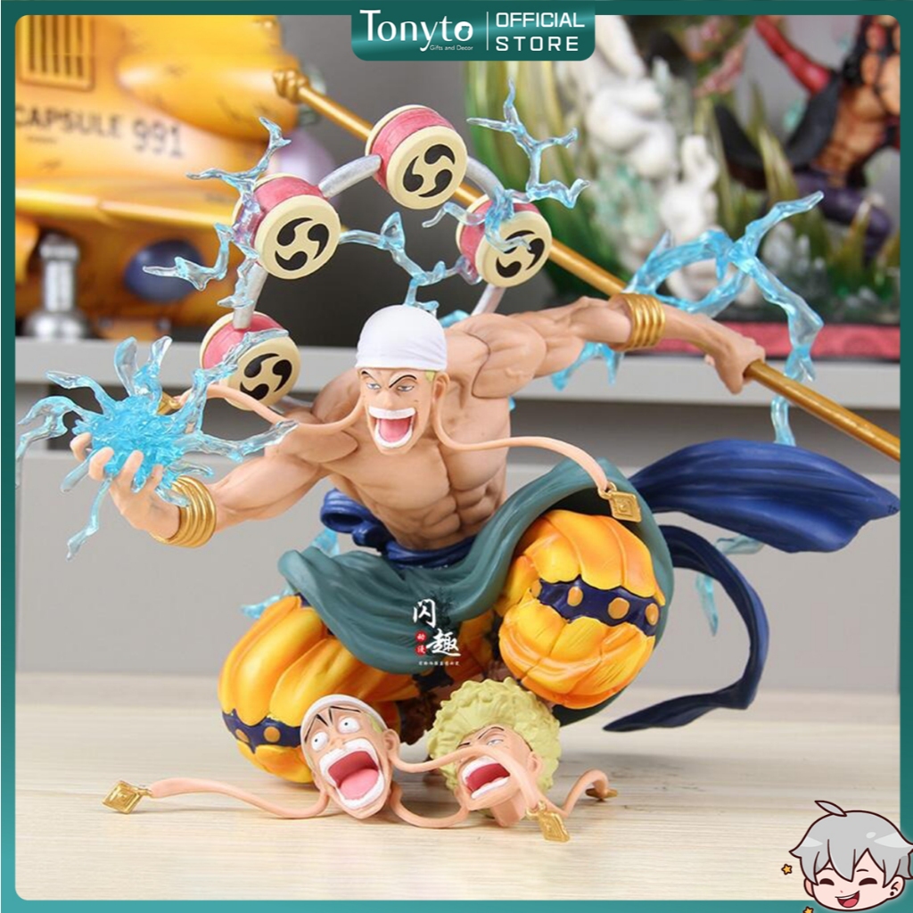 One Piece God Enel Sitting Position Model with 3 Replaceable Heads ...
