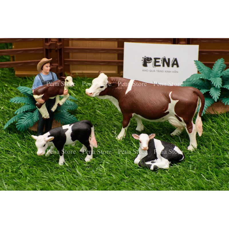 Fun Farm Toy Model - Combo of 4 - Dairy Cow and Farmer Model ...