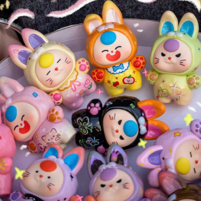 GENUINE Blindbox Beans Baby Three Dopamine cute rabbit - mini model 3 ...
