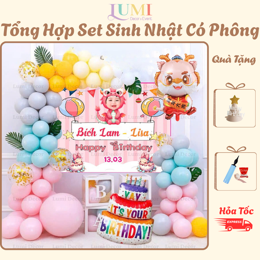 Birthday decoration balloon backdrop Set for 1 year old dragon baby ...