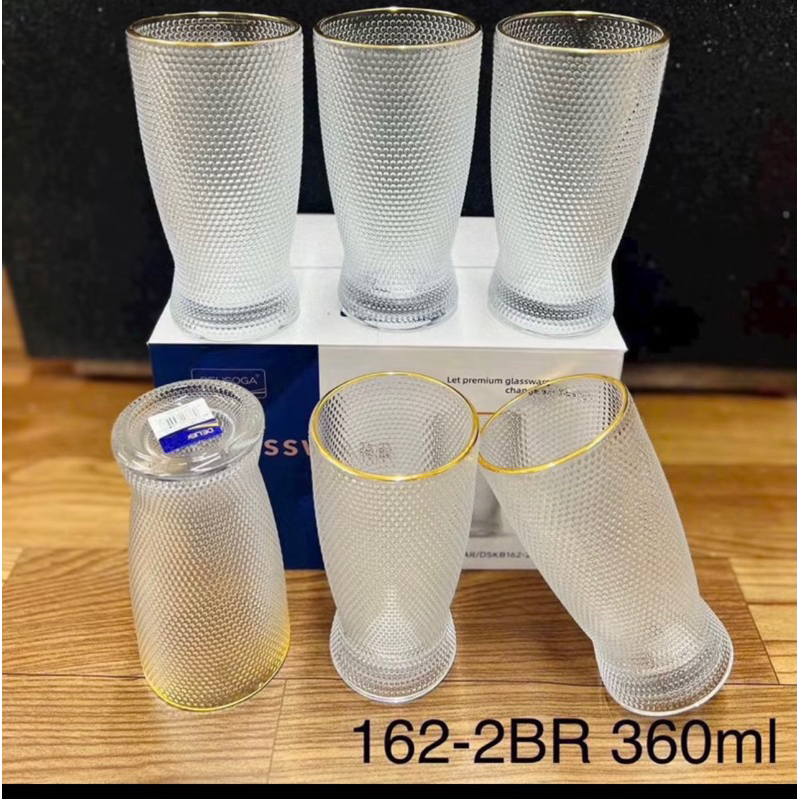 Compo of 6 polka dot glass drinking glasses, smoothie cups, fruit tea ...