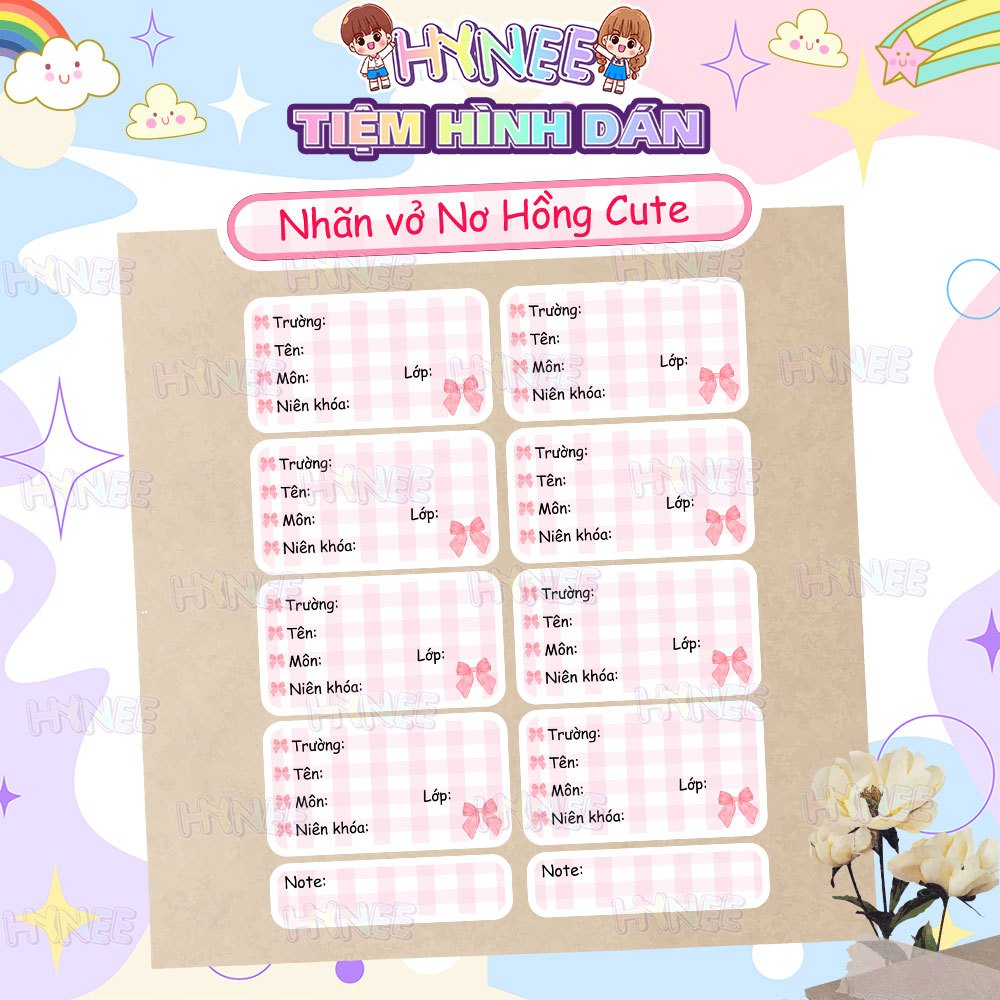 Cute Pink Bow Coquette Notebook Labels, Pastel Pink Checkered Notebook ...