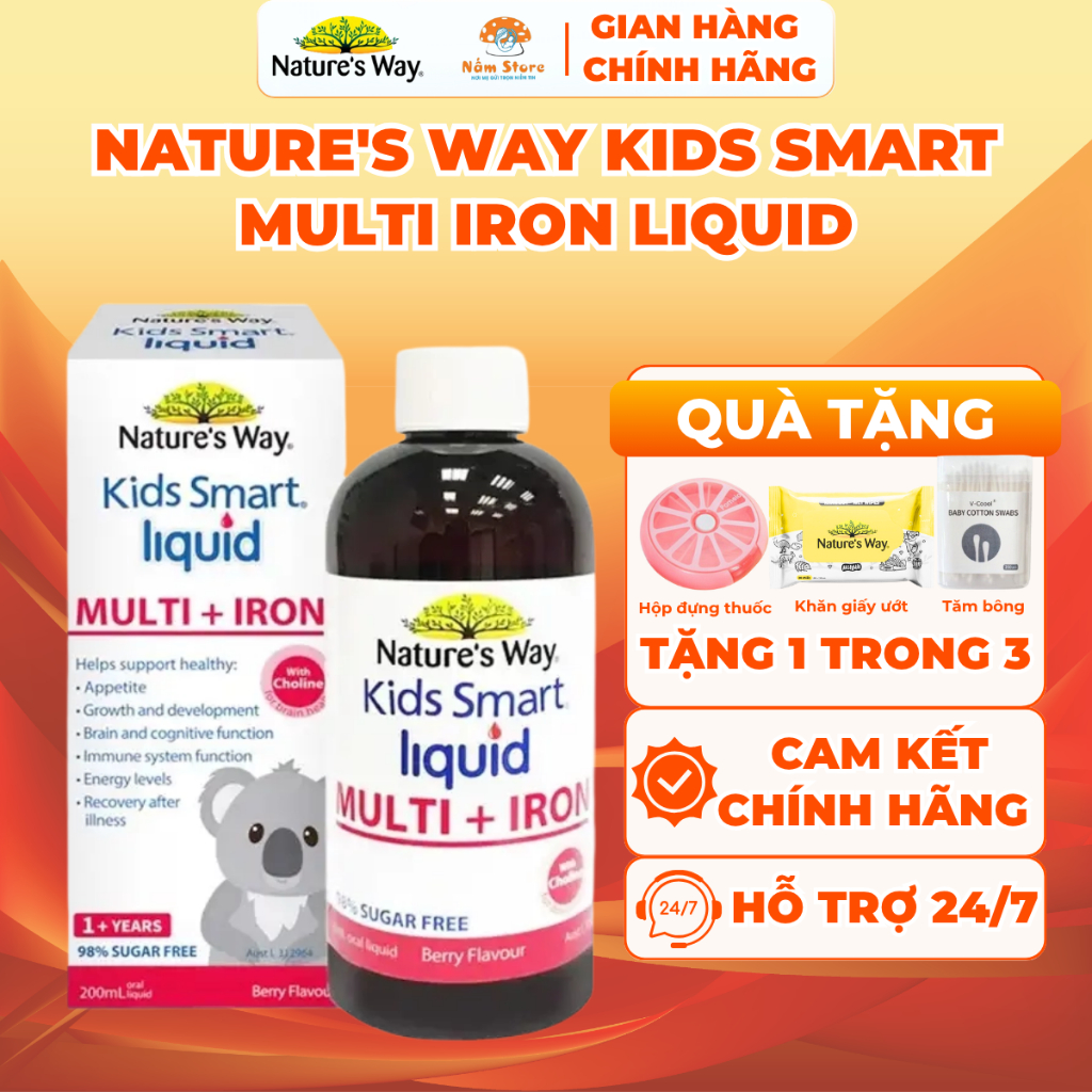 Nature's Way Kids Smart Liquid Multi + Iron Supplement Supports ...