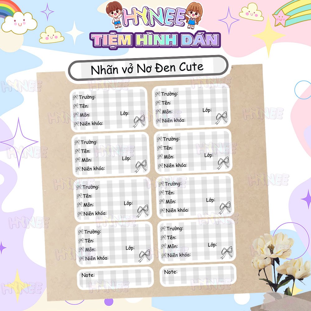 Black & White Gray Bow Coquette Notebook Labels, Black and White ...