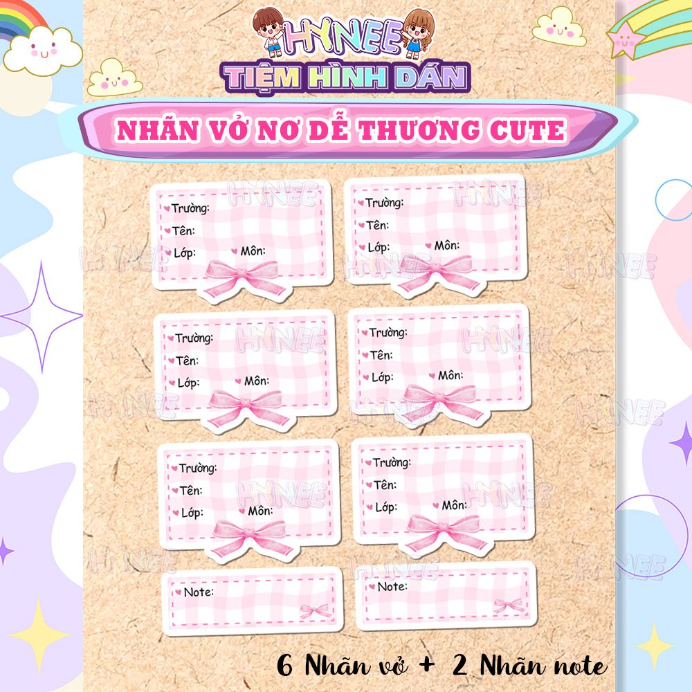 Coquette Caro Pink Bow Notebook Labels, Coquete Caro Pink Notebook ...