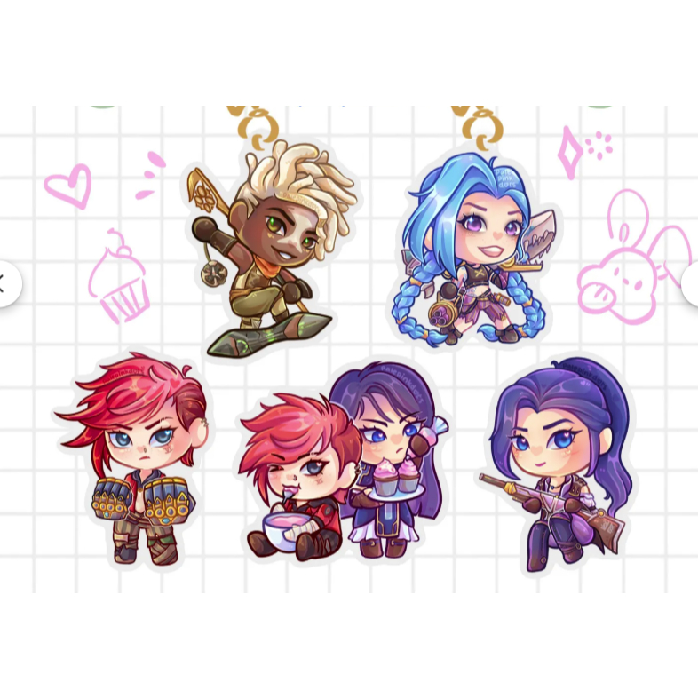 ARCANE SEASON 1 KEYCHAINS // Jinx Vi Ekko Caitlyn Caitvi LoL League of ...
