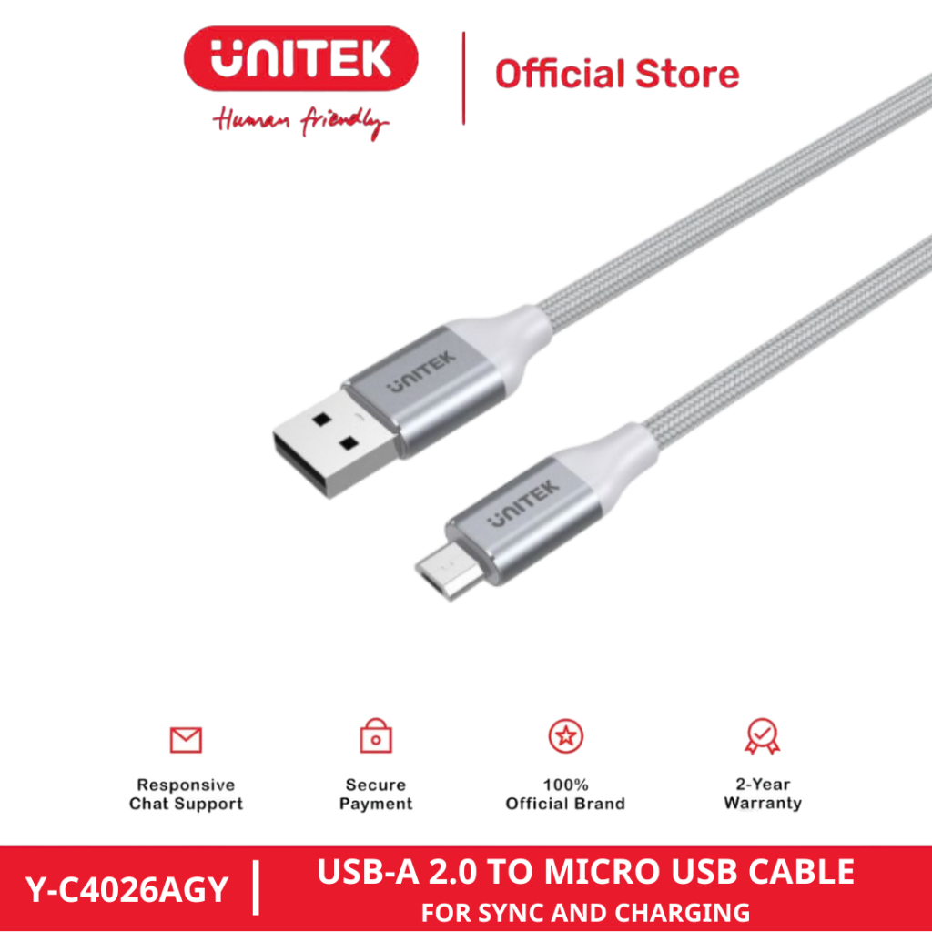 UNITEK 1m USB 2.0 to Micro USB Charging and Data Converter Cable Y ...