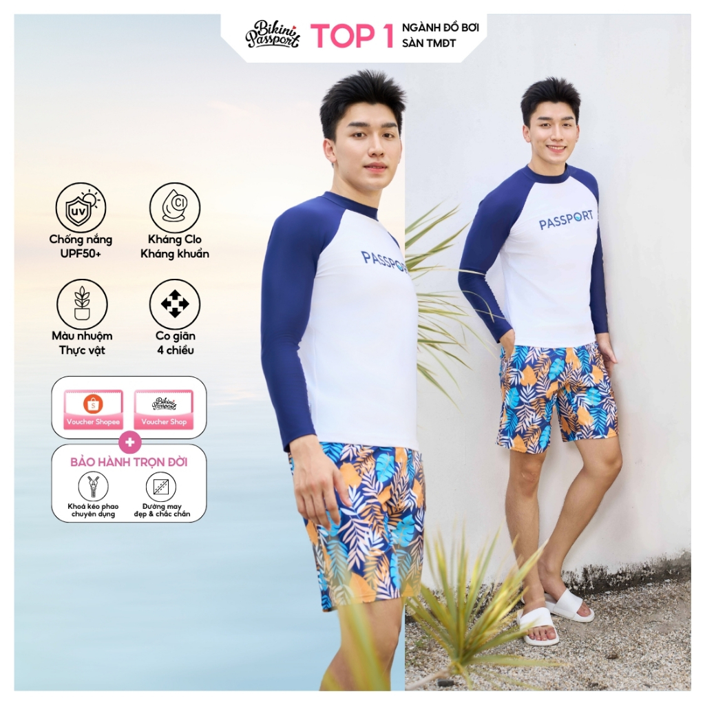 Men's BIKINI PASSPORT long swim trunks - Indigo - BS379_IN | Shopee ...