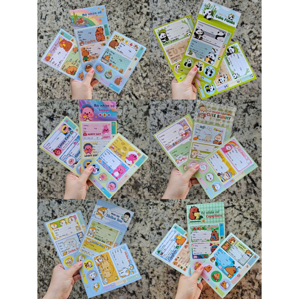 COMBO of 6 notebook labels with Stickers Hottrend CAPYBARA, LOOPY ...