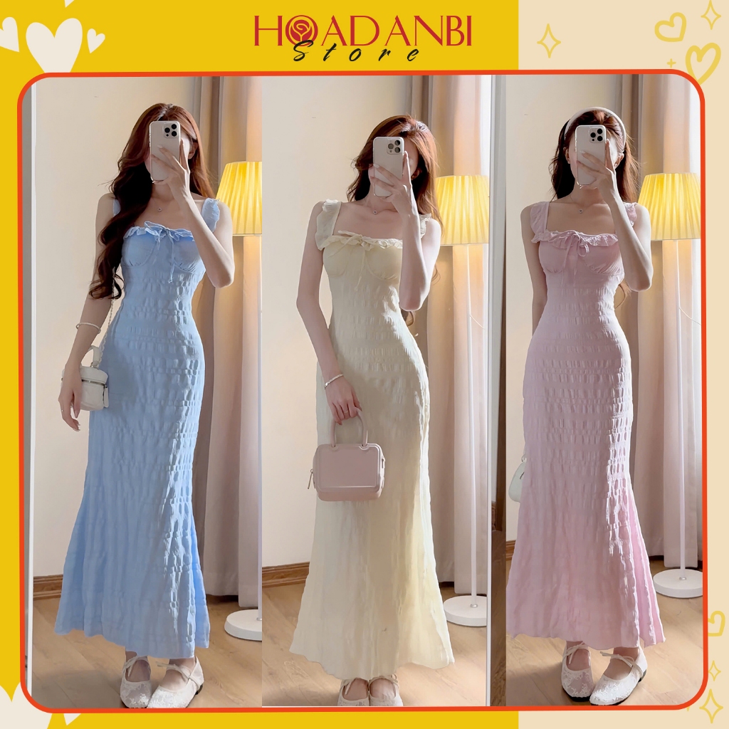 Fashionable fishtail long strap maxi dress, Korean style bustier dress ...