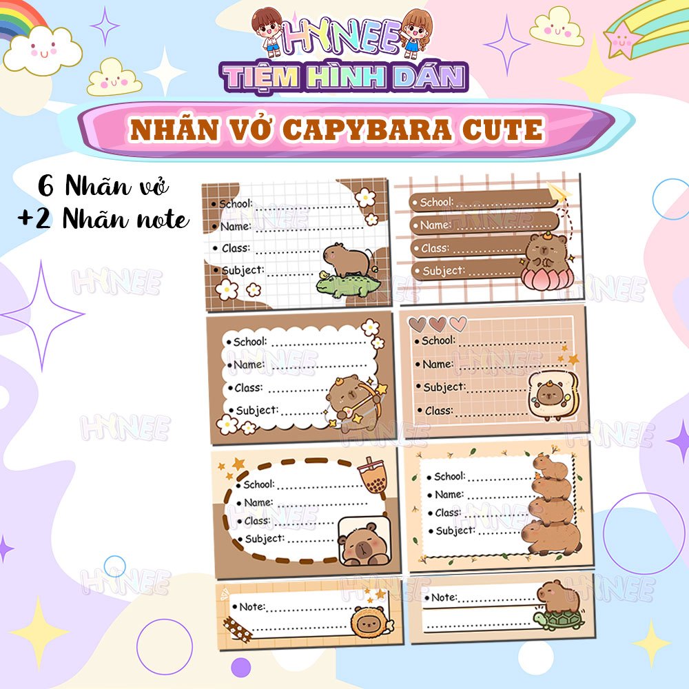 Cute Capybara Notebook Labels Comes With 2 Note Labels - Notebook ...