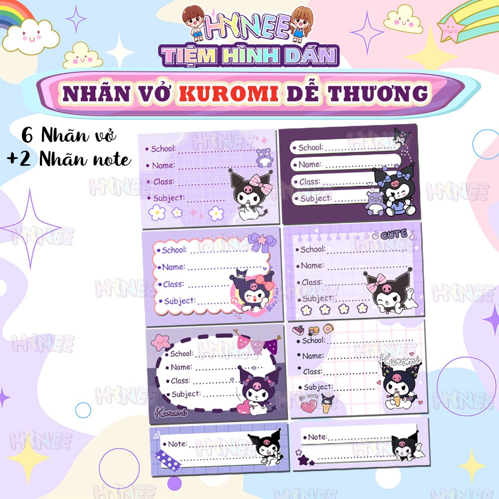 Kuromi Cute Notebook Labels Comes With 2 Note Labels - Designer ...