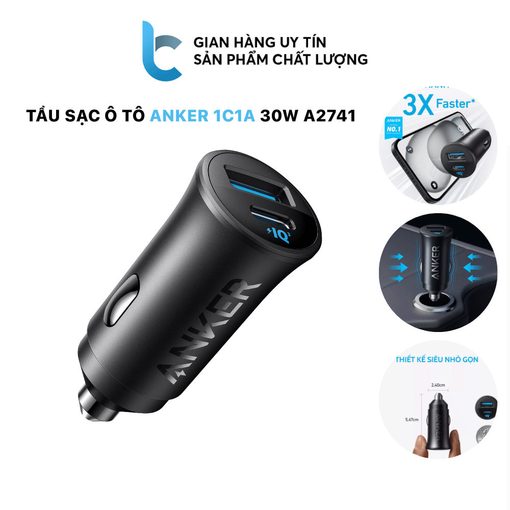 Anker 30W A2741 2-Port Car Charger (One USB-C port and one USB-A port ...