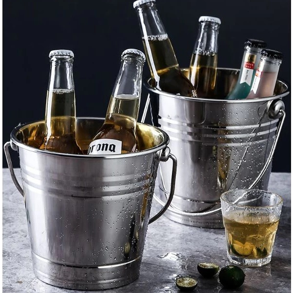 Ice Bucket, Water Bucket, Stainless Steel Chiller Bucket with Handle ...