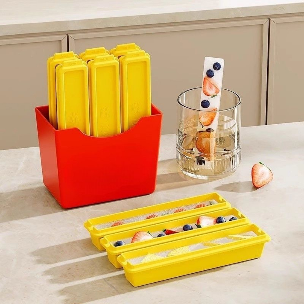 French Fries Shaped Long Bar Ice Tray - Long Ice Mold Fits All Types of ...