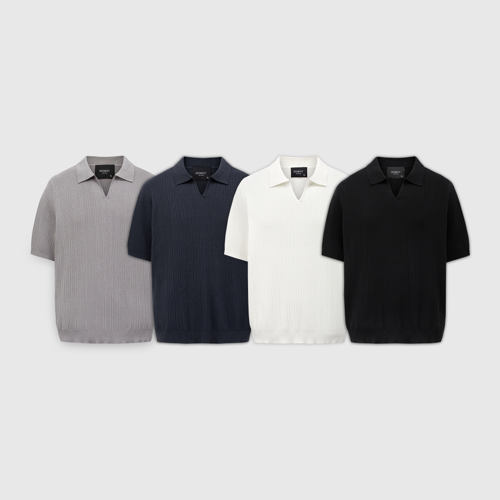 ROWAY men's Polo shirt with Premium wool weave, regular form | V-neck ...