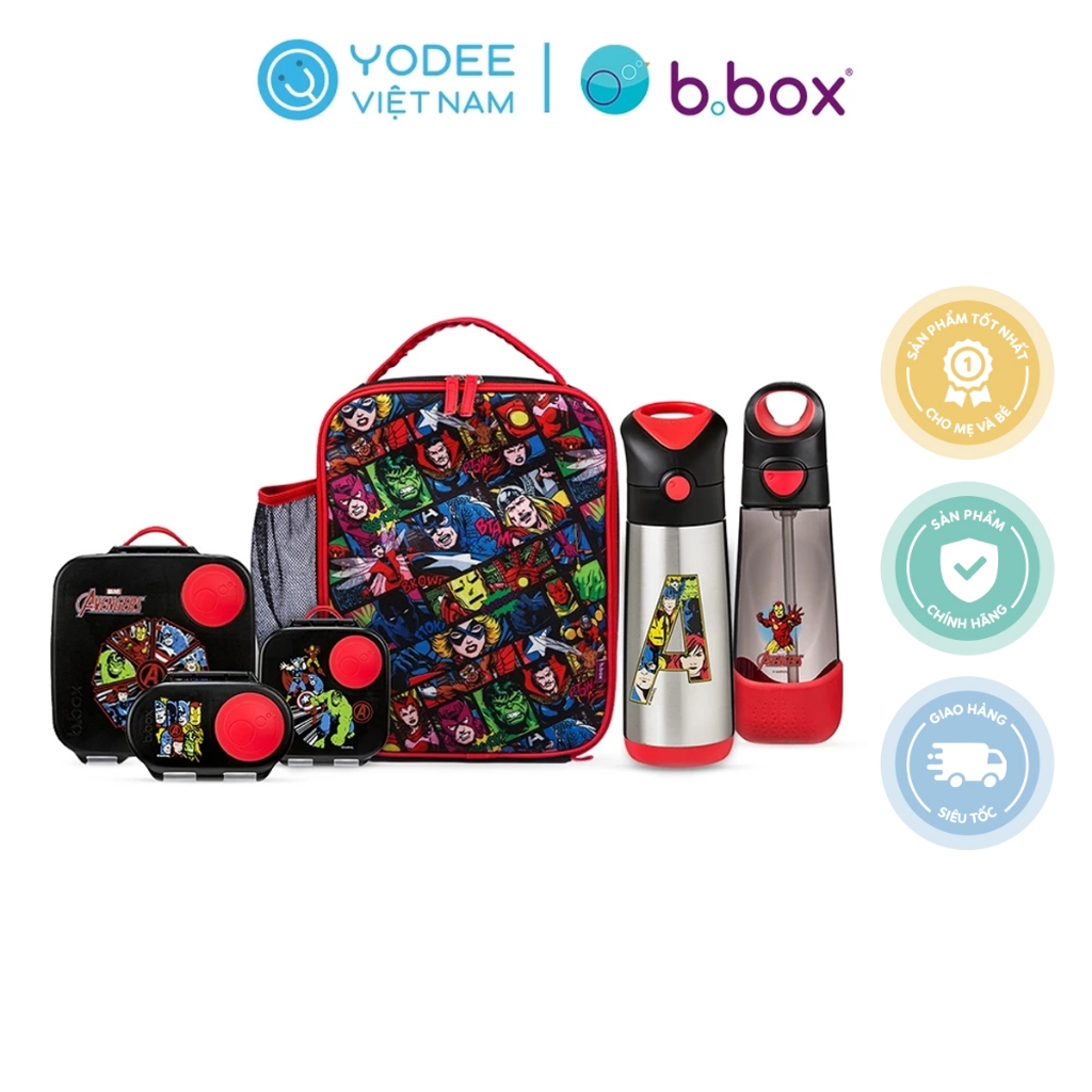 B.box Avengers version lunch box/snack Set, lunch box bag and water ...