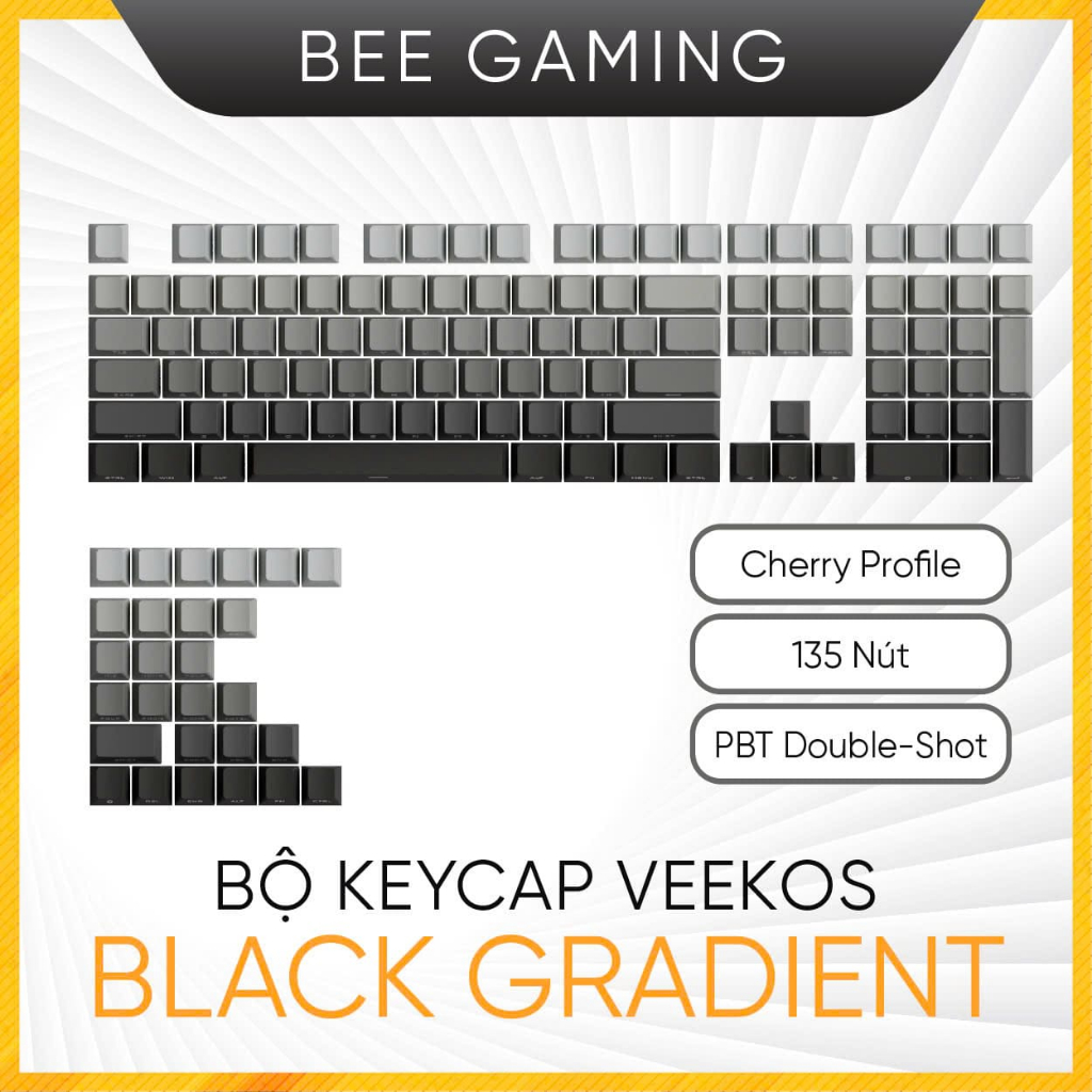 AKKO x Veekos keycap set - Black Gradient (PBT Double-Shot /Cherry ...