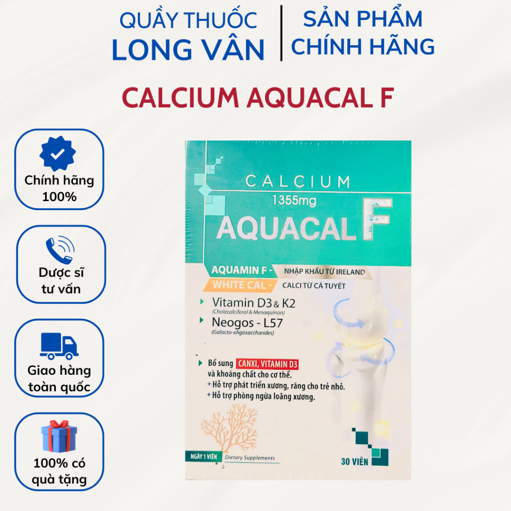 Calcium 1355Mg Aquacal F supplements Calcium, vitamin D3 and essential minerals for bones and ...