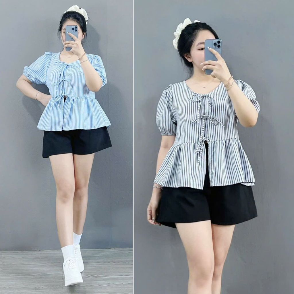 Big size women's outing set babydoll style shirt with loose fit and ...