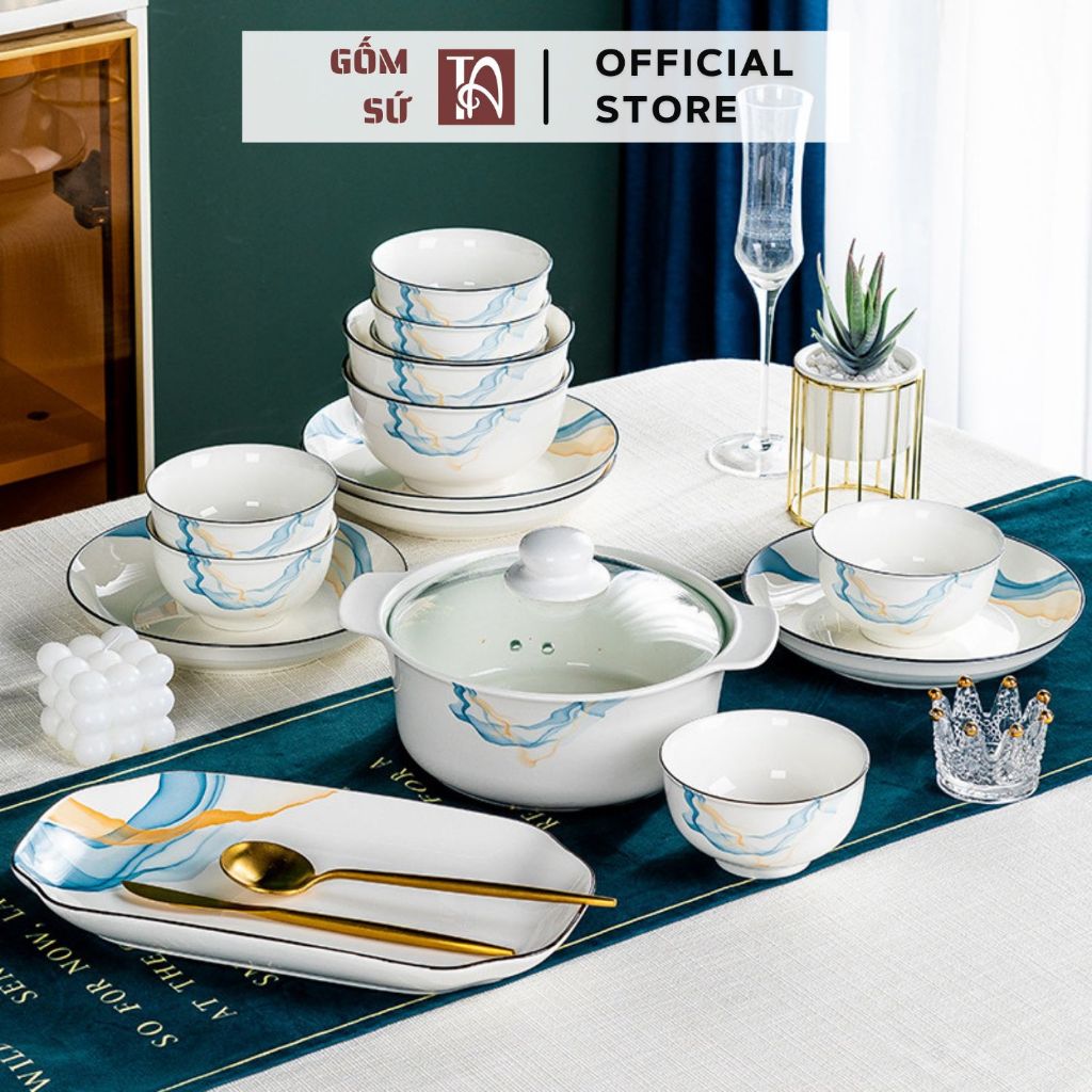 (Retail) THANHANHvn ceramic tableware set, luxurious Nordic style ...