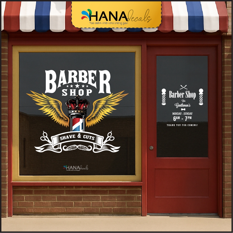 Barber Shop Glass Door Decoration Decal Street Style Men's Barber Shop ...