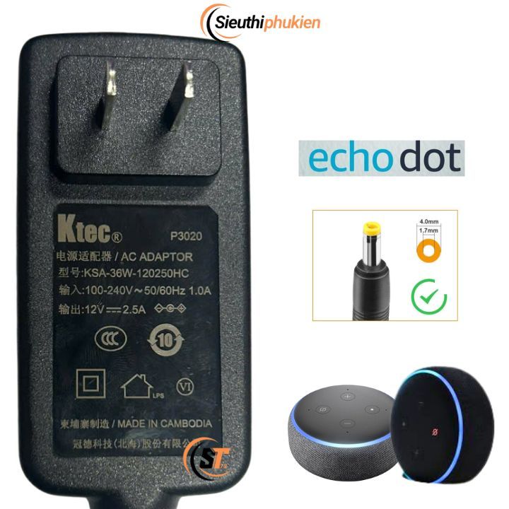 Alexa DOT 3rd Gen, DOT 4th Gen, DOT 5th Gen 2022, ECHO DOT 12V 15W ...