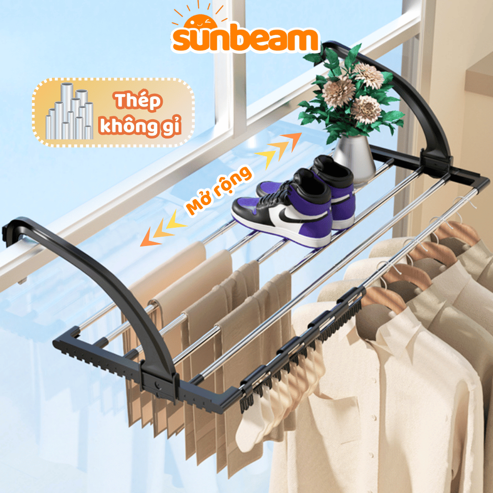 SUNBEAM Balcony Drying Rack Made of 10Kg Heavy-Duty Steel, Expandable ...