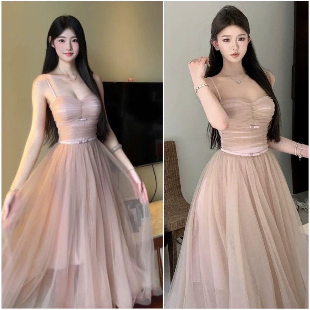 A96 mesh flared 2-strap dress (with foam padding, moking) suitable for ...