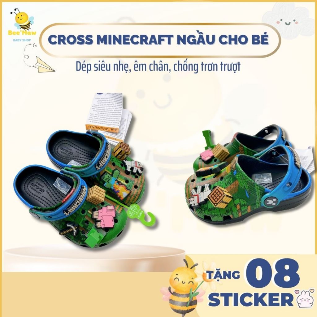 Children's Cross sandals, blue Minecraft sandals with black sole and ...
