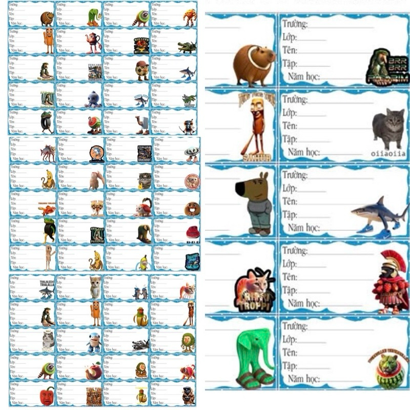 Notebook labels printed with meme italian brainrot 60-80 different ...