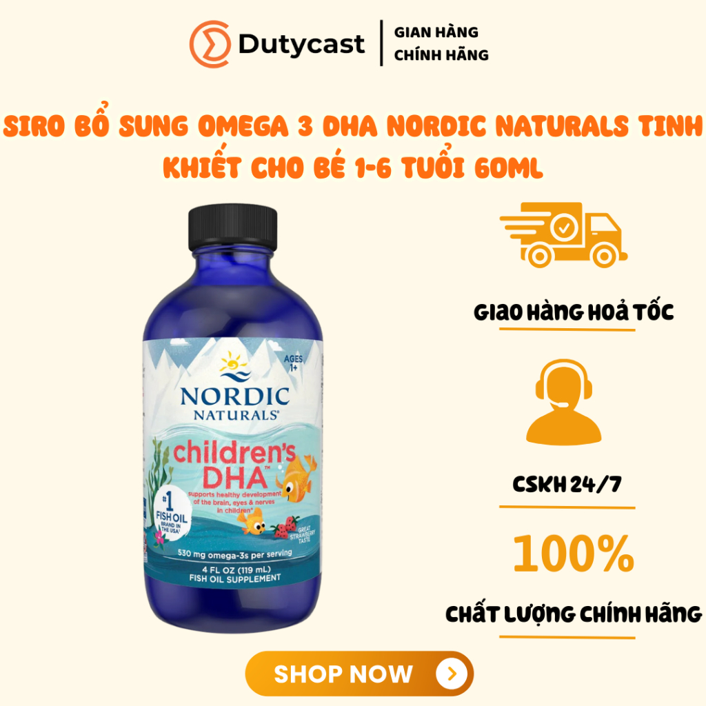 Pure NORDIC NATURALS omega 3 DHA supplement syrup for children 1-6 ...